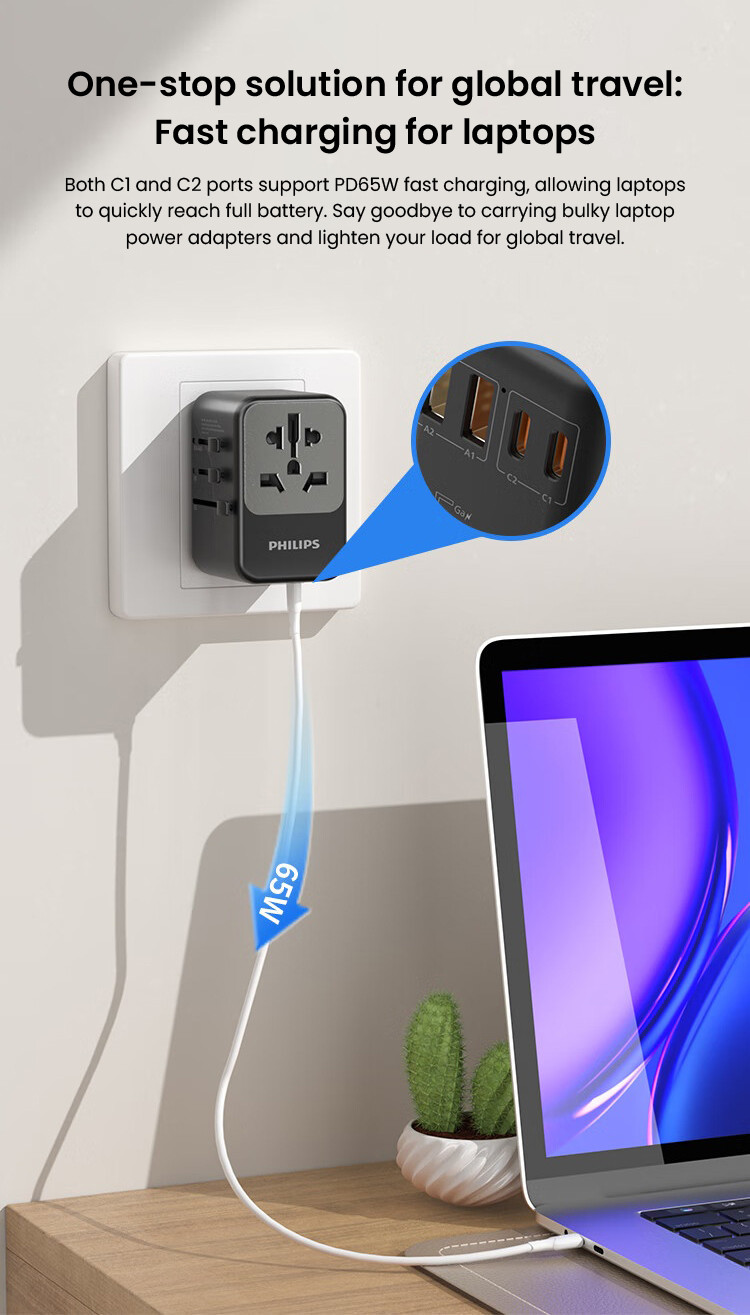 Philips 65W GaN Global Travel Adapter Plug Converters | Shopee Malaysia