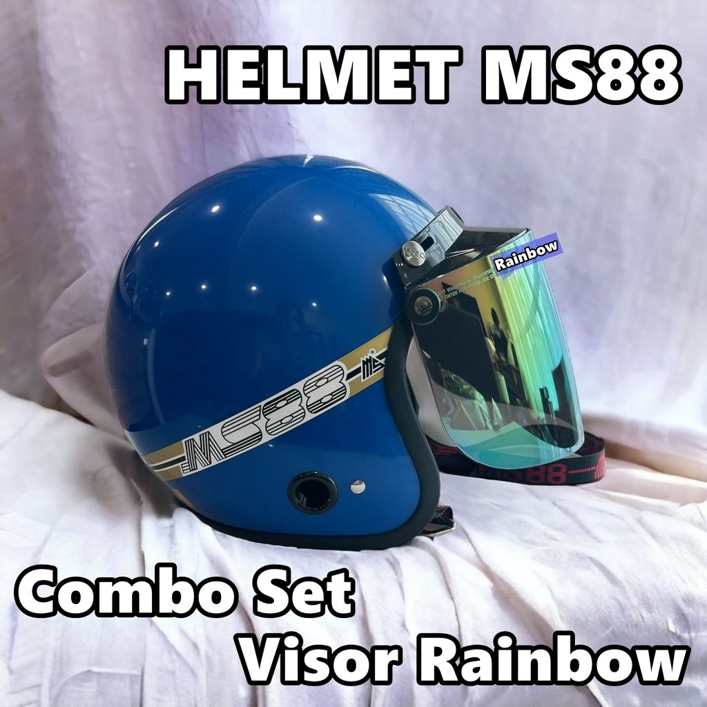 100% Original Ms88 Helmet Sekali Combo Set Dengan Visor Rainbow 2 Tone ...