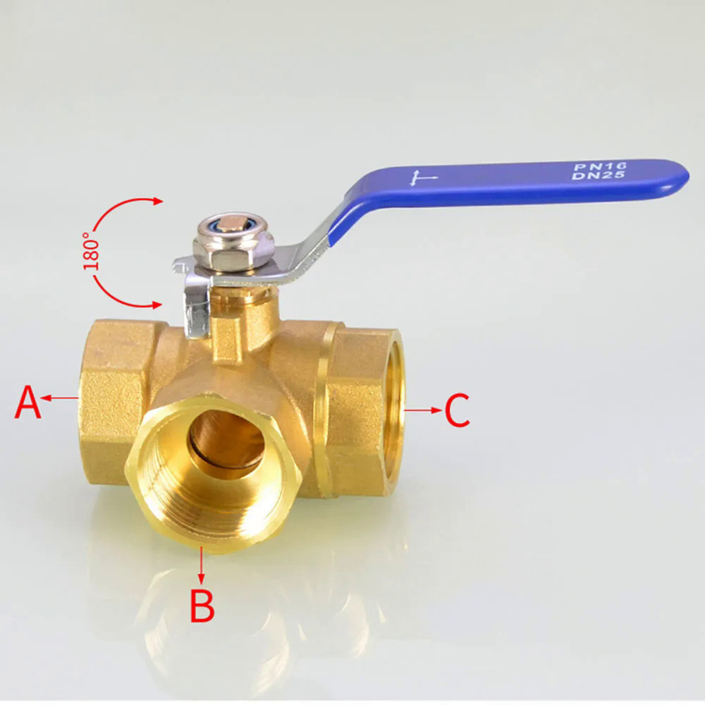 Brass 3-Way Ball Valve Connector Adapter - BSP Female, Full Port T-Port ...