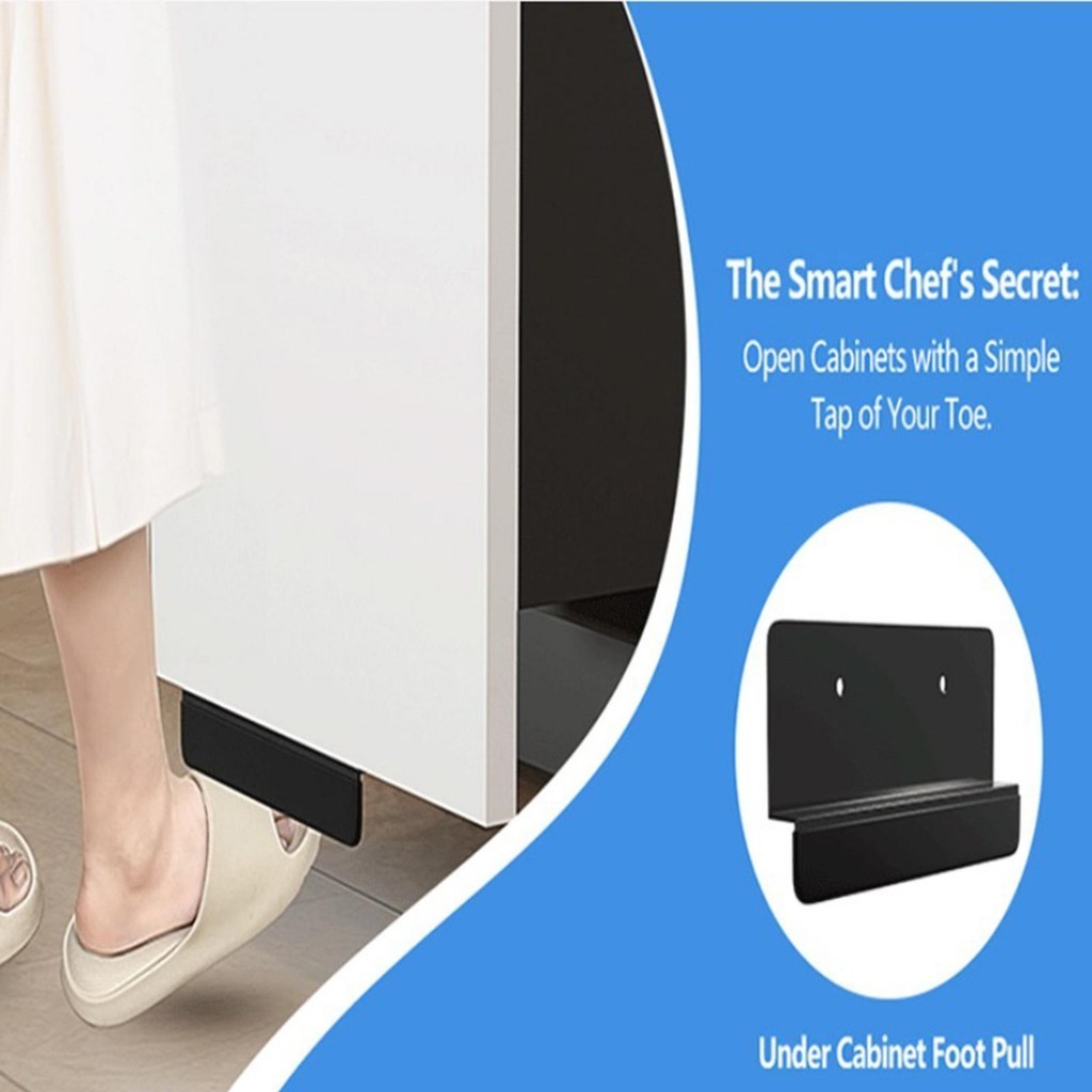1Set Foot Handle Black Metal Drawer Handles Under Cabinet Installation ...