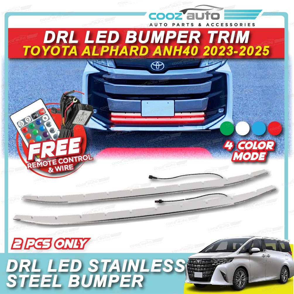 Car DRL LED Stainless Steel Bumper Trim Toyota Alphard ANH40 2023 ...