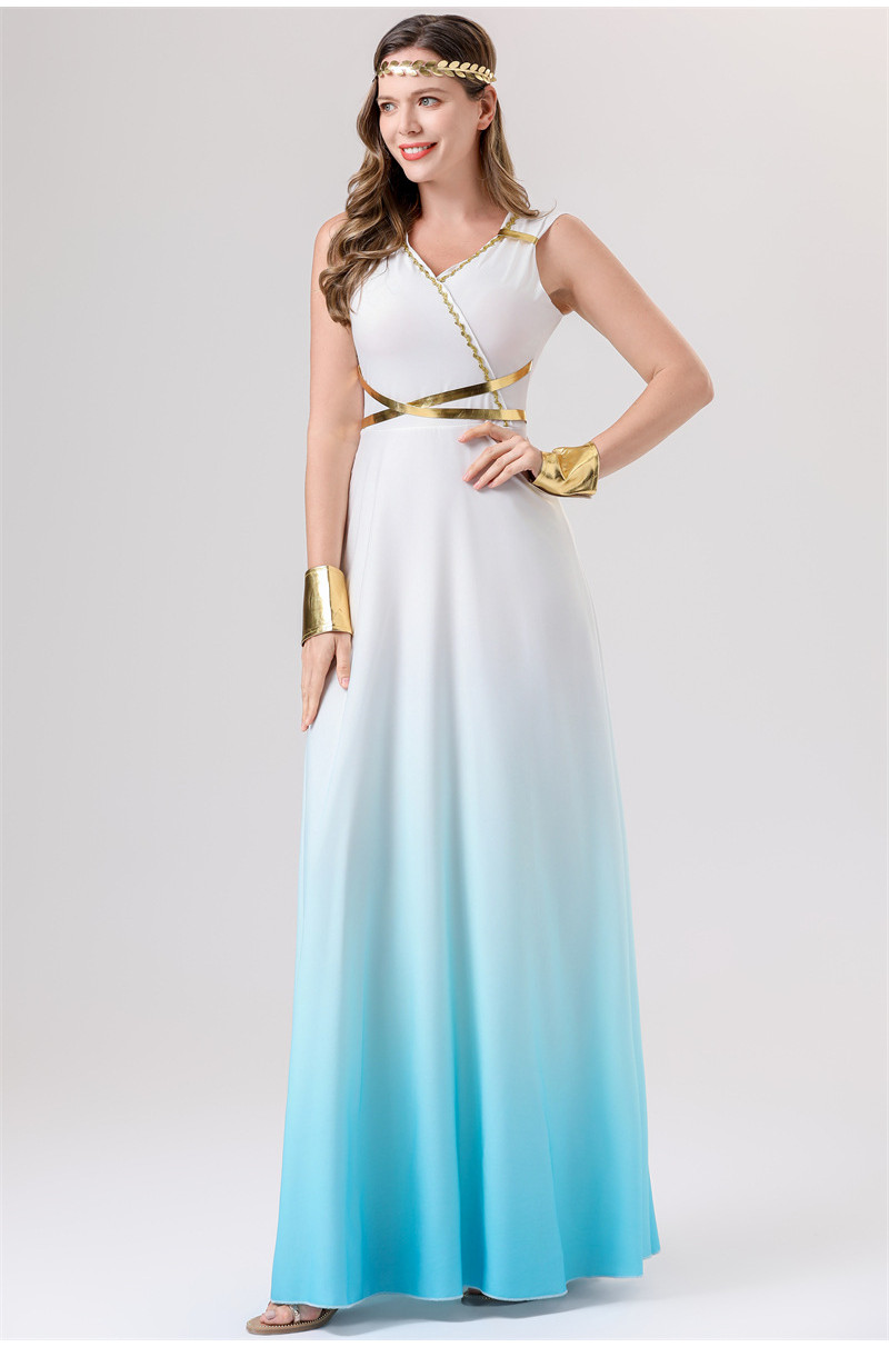 Halloween Cosplay Ancient Egypt Costume Long Dress Egyptian Queen Greek ...