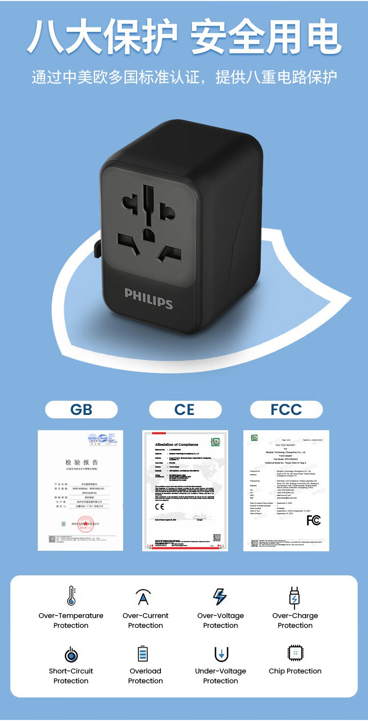Philips Travel Adapter Plug 15W Global Universal British Standard ...
