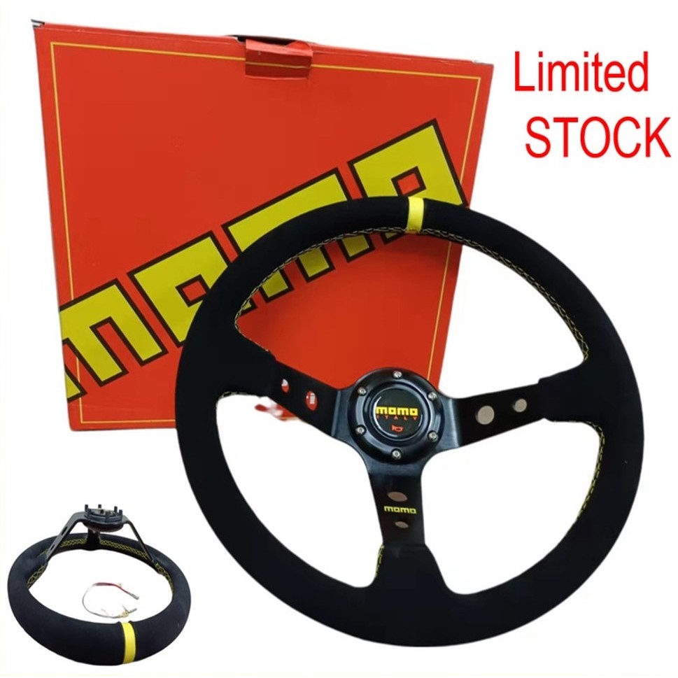 MOMO 14'' Inch 350mm Suede Style Deep Dish Racing Steering Wheel | Shopee Malaysia