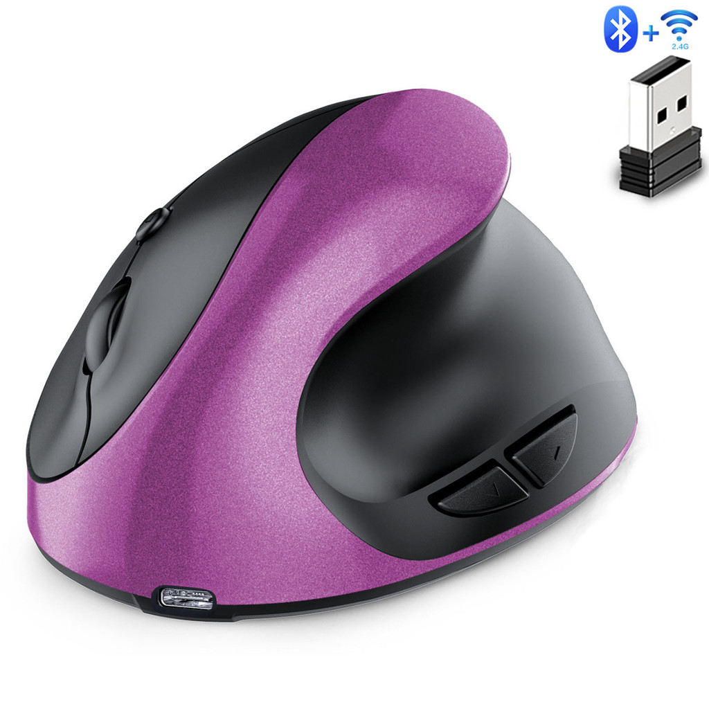 Wireless Bluetooth Dual-mode Vertical Mouse Rechargeabe Mute Button DPI ...