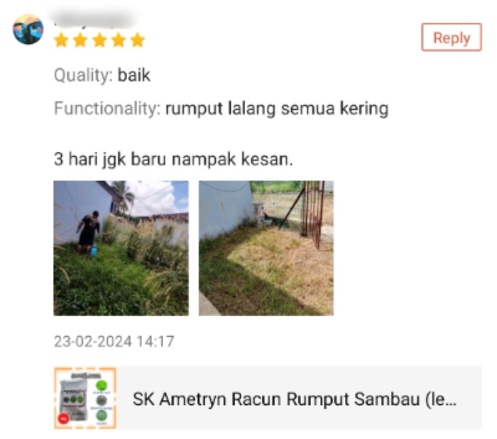 SK Ametryn 80WG Racun Rumput Sambau Degil & Lalang | Ubat Rumput Serbuk ...