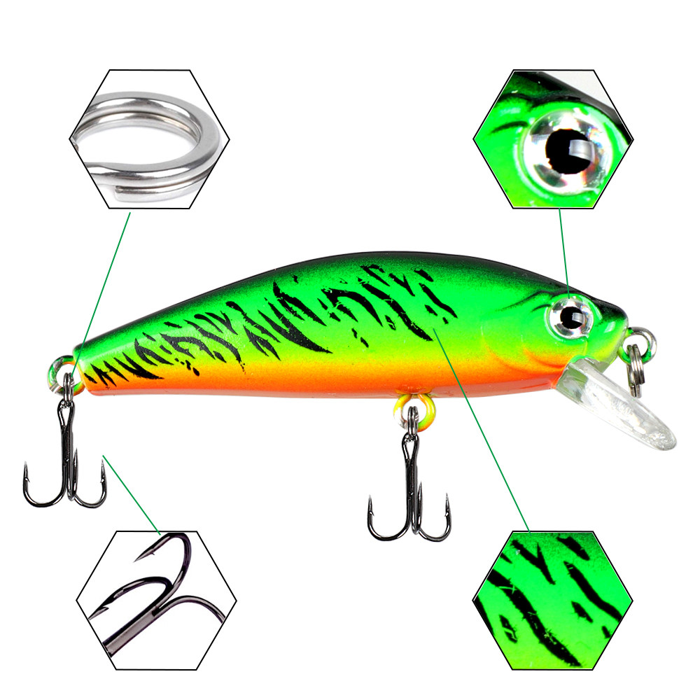 Fishing Lure Sinking Minnow 6.5g/5cm 3D Eyes Laser Bait With 2 Trible Hook | Shopee Malaysia