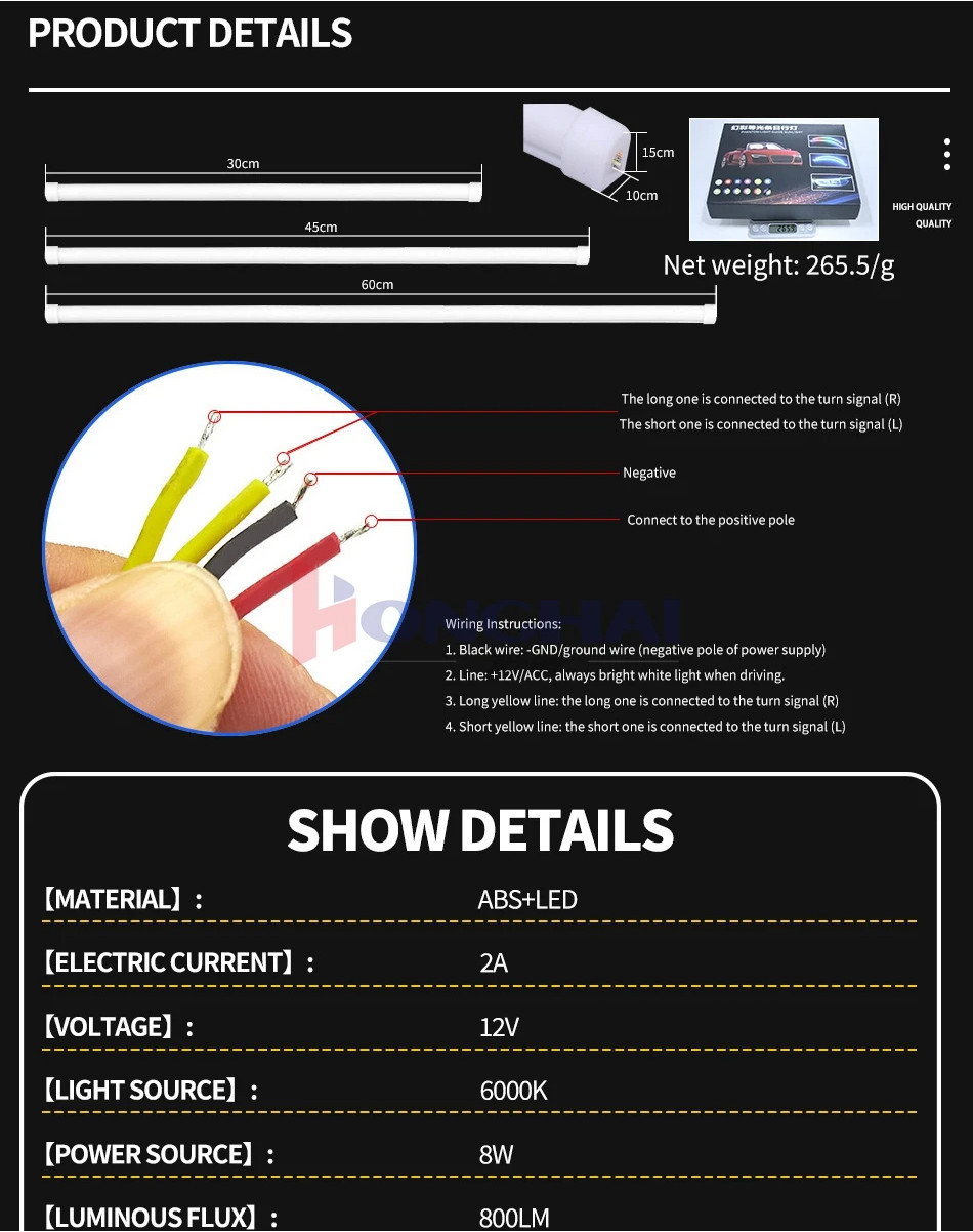 RGB LED DRL Daytime Running Lights for Headlight Flowing Turn Signal ...