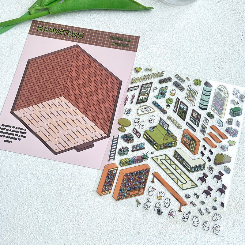 Idako 3D Sticker Miniature 3D Storage Landscaping Sticker DIY Korean ...