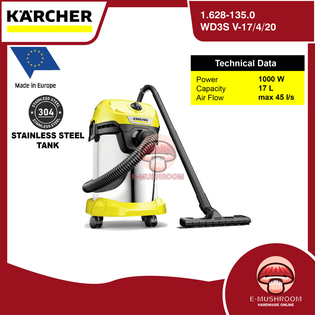 Karcher WD3S V-17/4/20 Wet And Dry Vacuum Cleaner | Shopee Malaysia