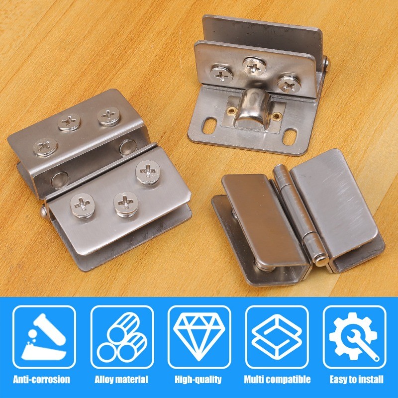 Single/Double Sided Glass Door Hinges Non Perforated Stainless Steel ...