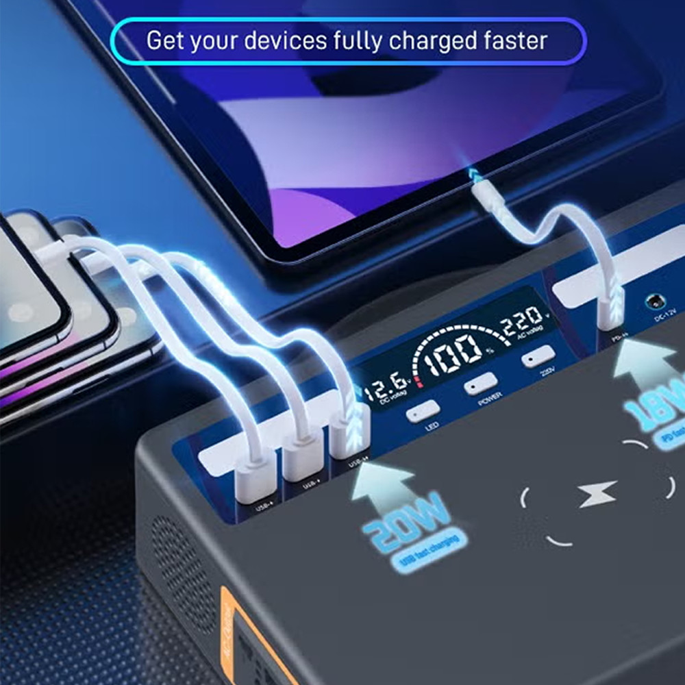 RED TOMATO 800W Wireless Fast Charging Portable Power Station Emergency ...