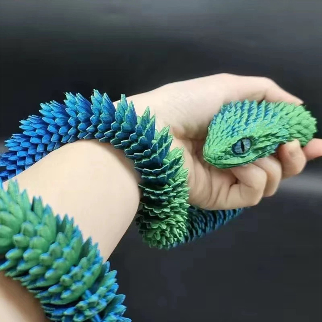 3D Printed Snake Articulated Bush Viper Toy-Dragon Snake Integrated ...