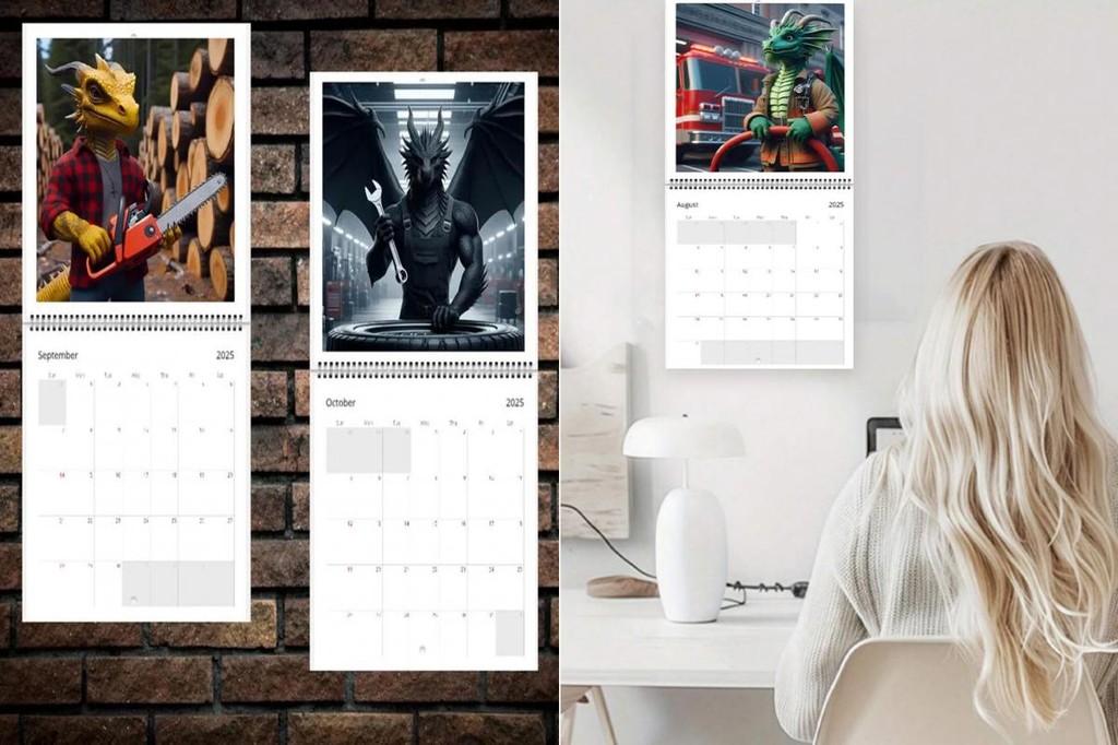 Whimsical Dragon Calendar Dragon Illustrations Wall Calendar 2025 Dragon Jobs Calendar Monthly ...