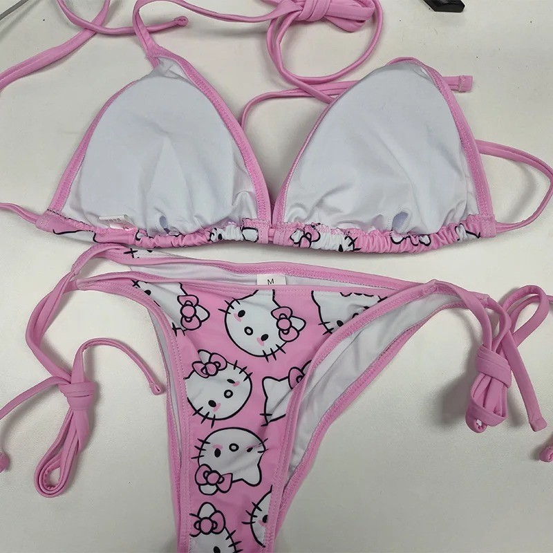 Sanrio Hello Kitty Kawaii Bikinis Set Cute Cartoon Y2k Anime Summer ...