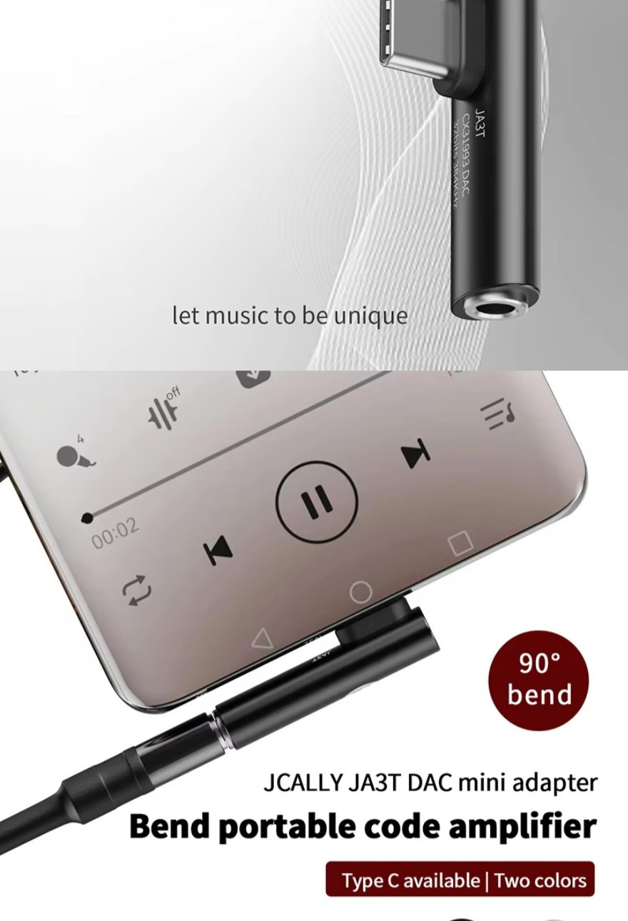 JCALLY JA3T, Portable DAC/AMP: CX31993 Chip, 32bit/384kHz Hi-Res, Type ...