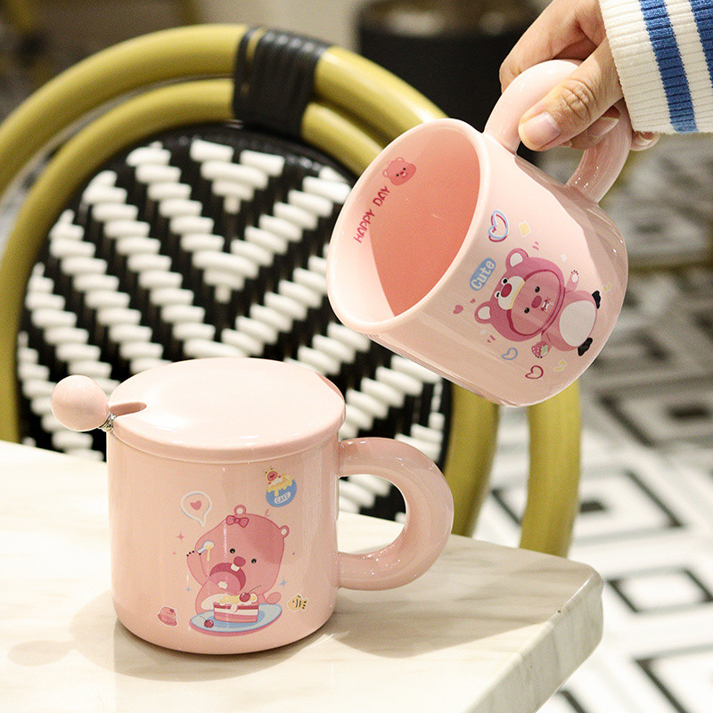Beaver Cup with Lid Water Cup loopy Ceramic Cup Couple Birthday Girl ...