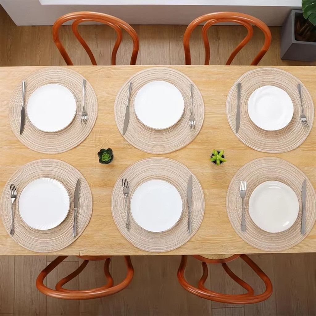 Kitchen Circle Rattan Placemat Large Size Non-Slip Bowl Mat Dining ...