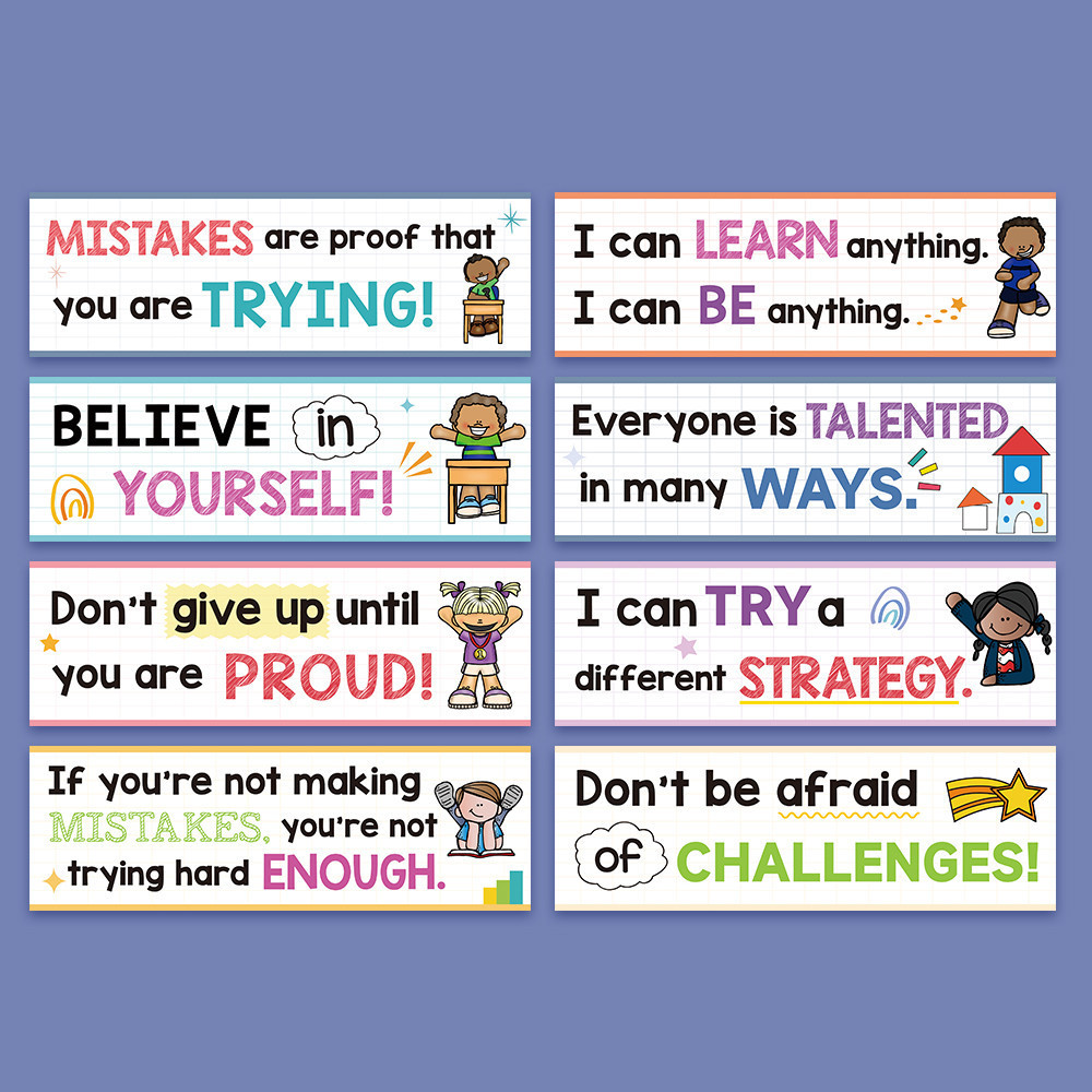 16 Pcs Growth Mindset Motivational Posters Kindergarten Classroom ...
