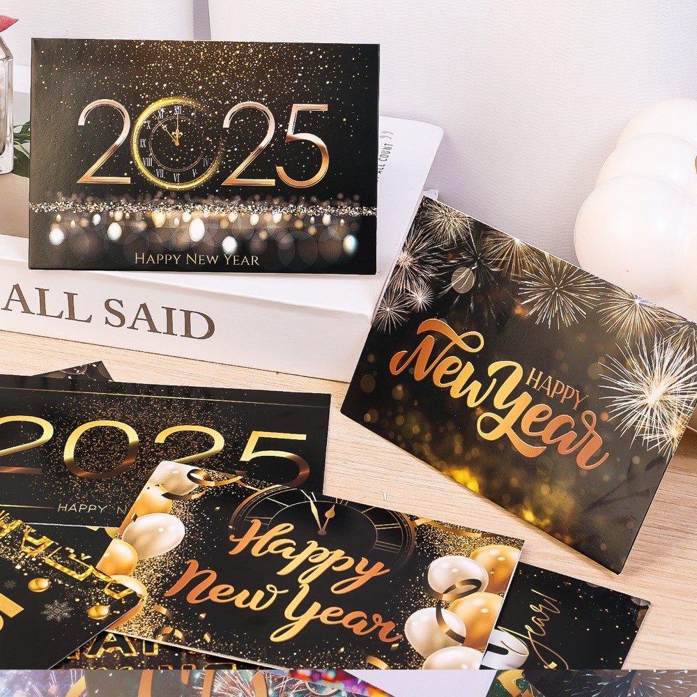 Exquisite Black Gold Envelope Stickers for New Year Greeting Cards ...