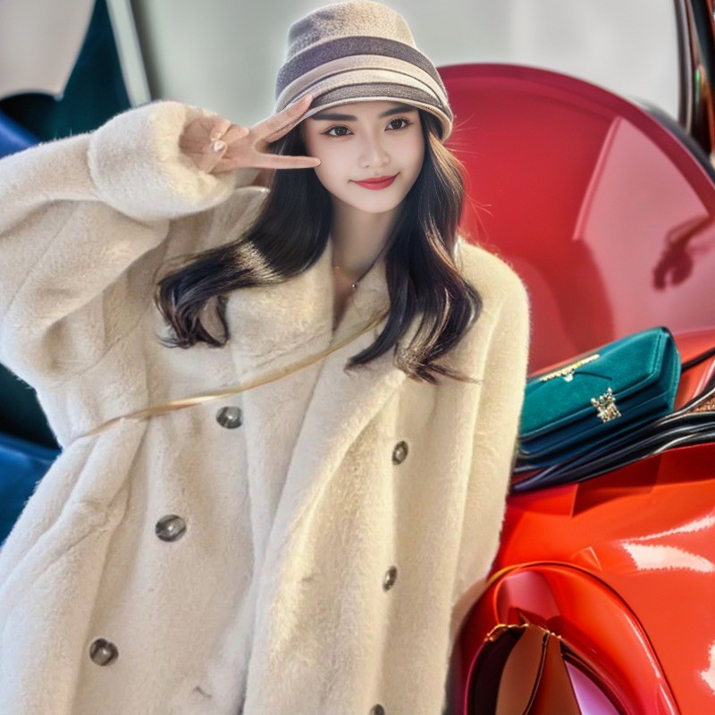 Women's Suit Collar Long Coat Autumn and Winter Warm Korean Style ...