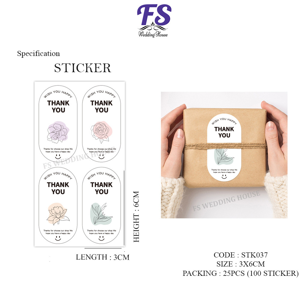 LONG THANK YOU STICKER LABEL/LONG DOORGIFT STICKER/封口贴纸/包装贴纸/ARCH ...