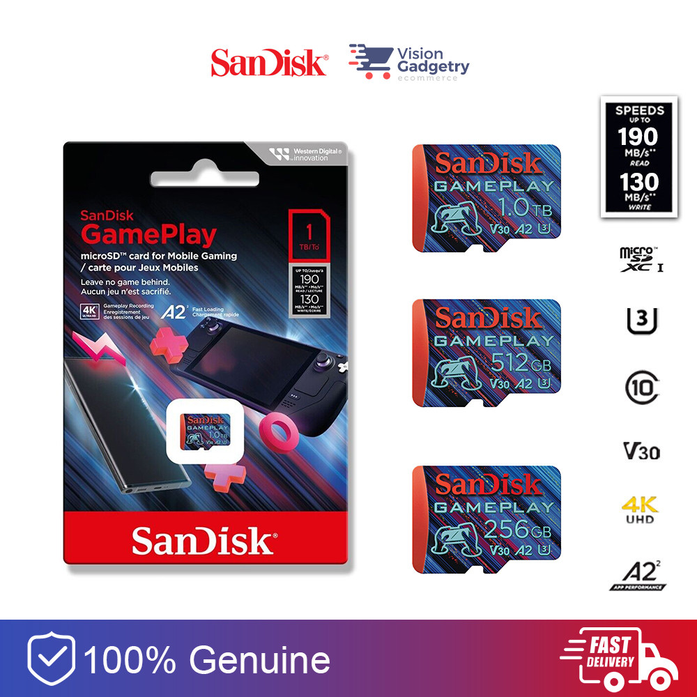 SanDisk® GamePlay microSD™ Card A2 U3 V30 (128GB/ 256GB/ 512GB/1TB) | Shopee Malaysia