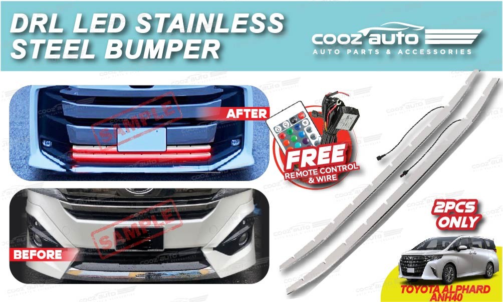 Car DRL LED Stainless Steel Bumper Trim Toyota Alphard ANH40 2023 ...