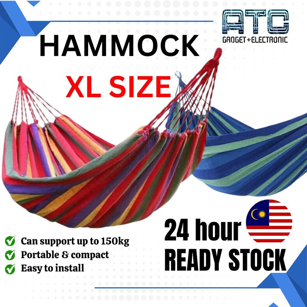 ATC Rainbow Hammock Outdoor Canvas Fabric Camping Striped Hammocks Tree ...