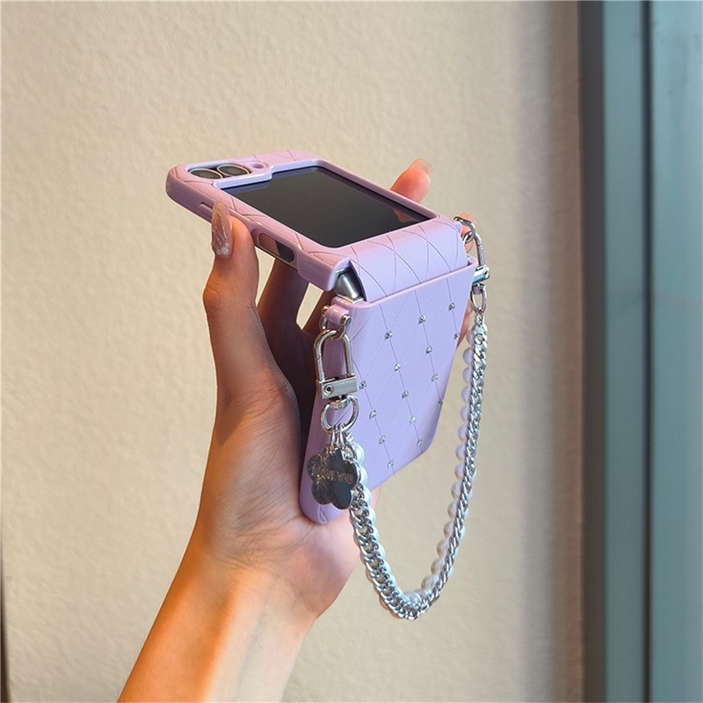Korean Luxury Glitter Rhinestone Phone Case with Pearl Bracelet for ...