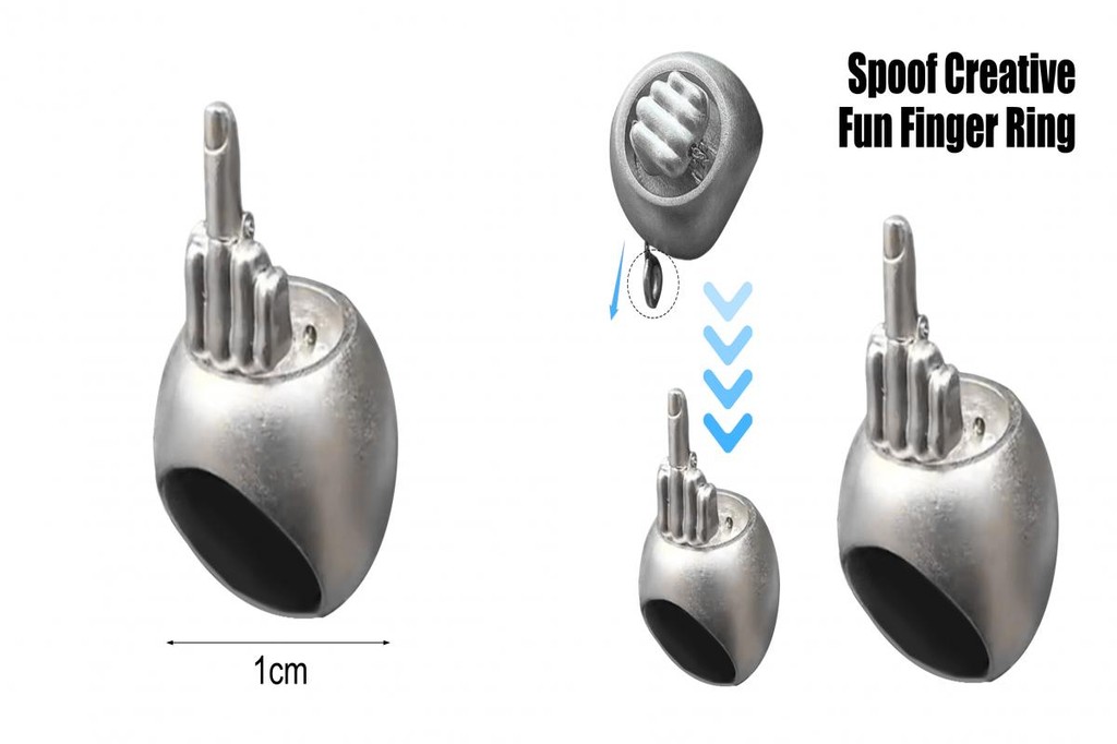 Middle Finger Pop Out Ring Frustration Relief Ring Retro Middle Finger ...