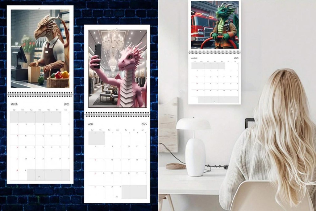 【Ready stock】 Dragon Art Wall Calendar Dragon Professions Calendar 2025 ...
