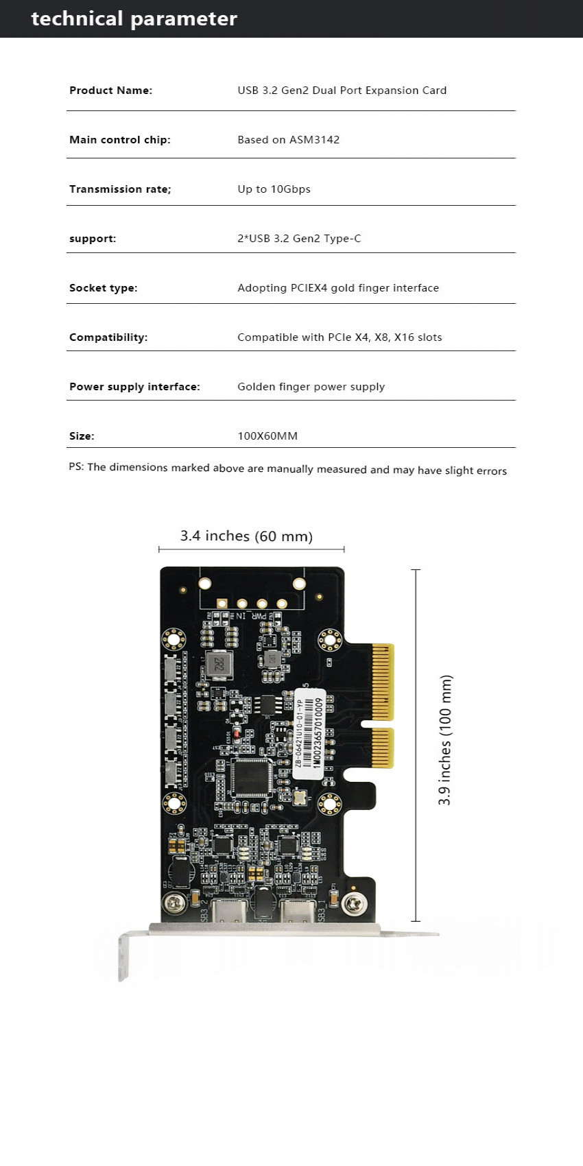 EFT-421U PCI-Express To 2 Port USB 3.0 Expansion Card 10Gbps Adaptor ...