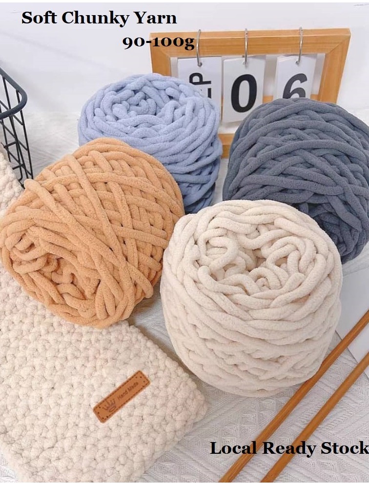 (M'sia) Microfiber Polyester Soft Yarn/Thick Chunky Yarn 90-100g/1Ply ...