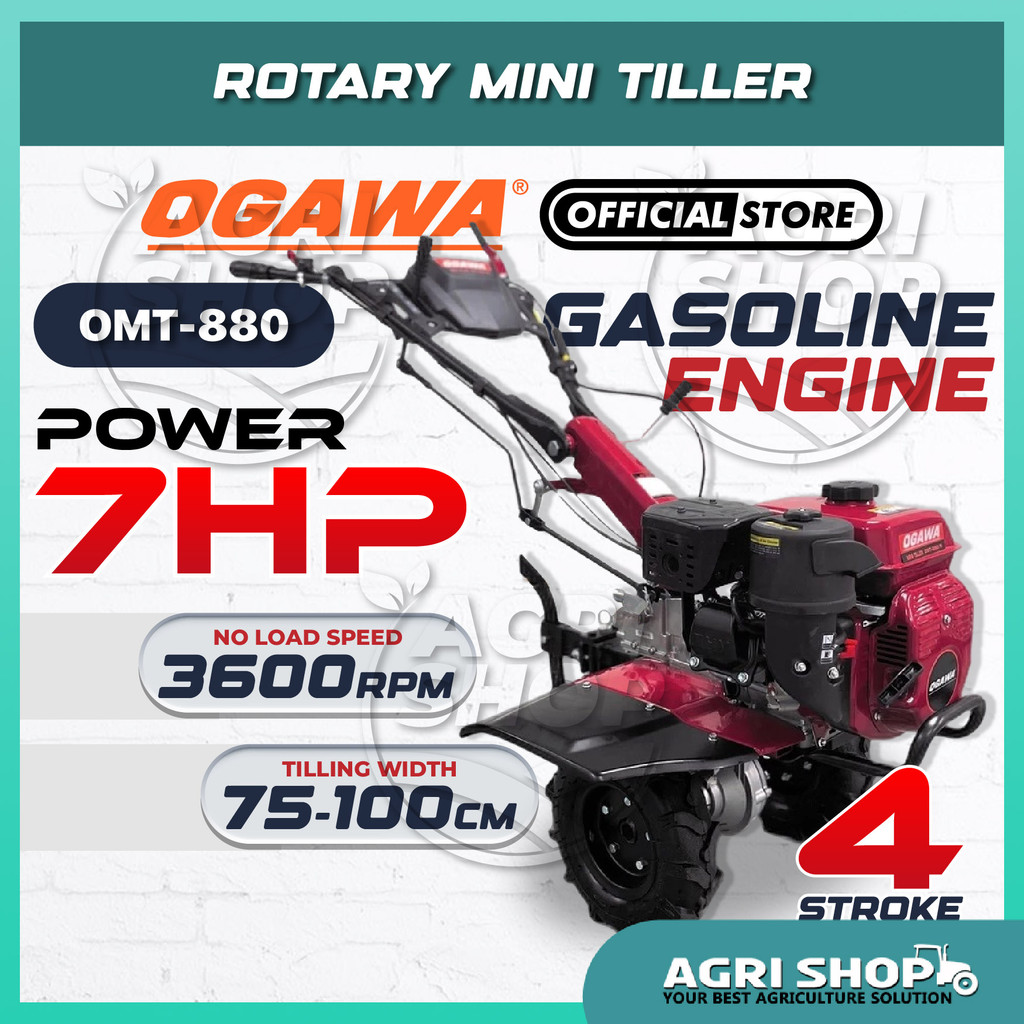 Agrishop OGAWA Rotary Mini Tiller OMT-880 7HP Heavy Duty Power Tiller ...