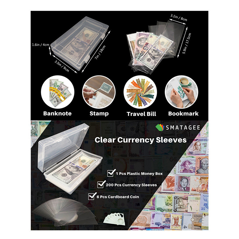 100 USD Banknote Sets With 1 Collection Box, Plastic USD Banknote Clip ...