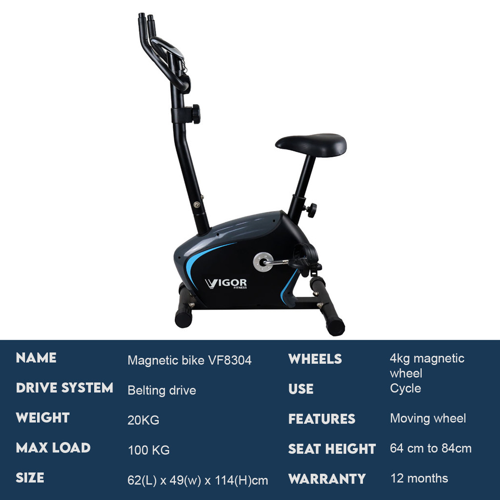 Vigor Fitness Magnetic Upright Bike Exercise Stationary Bike VF8304 ...