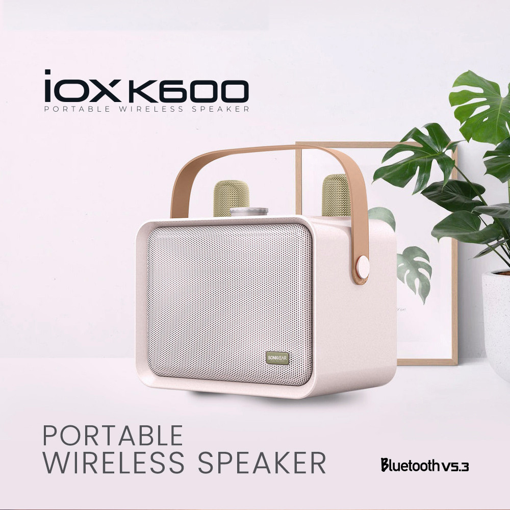 SonicGear IOX K600 Dual Wireless Mic Bluetooth 5.3 Karaoke Speaker with ...