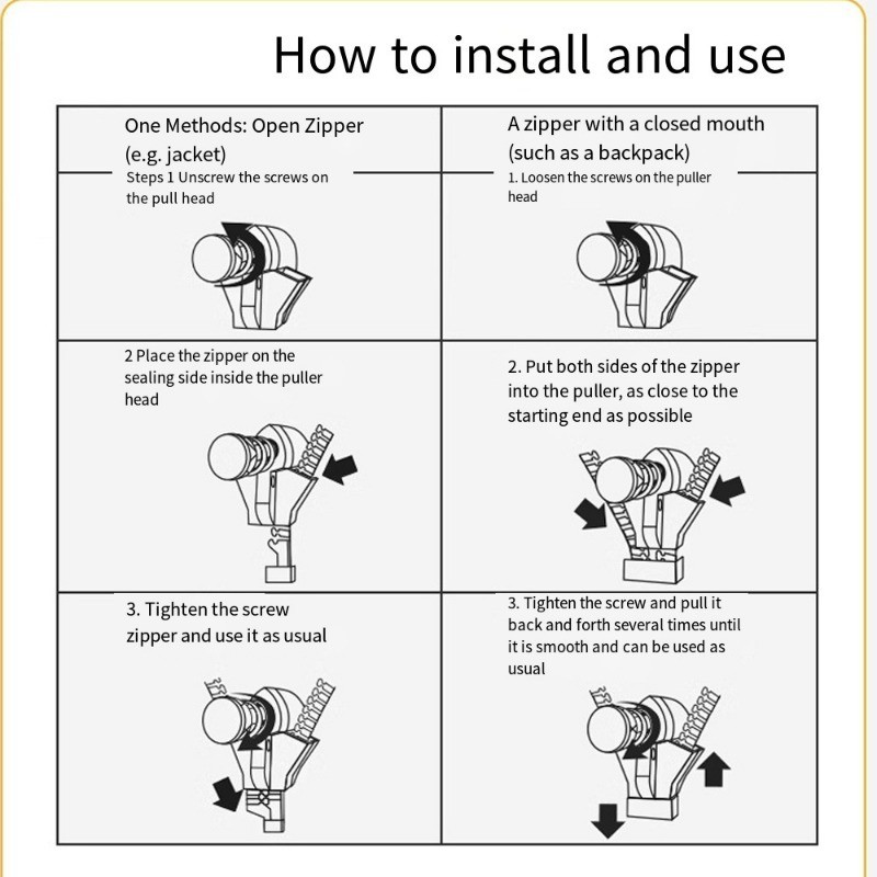 5-20Pcs 3 Different Sizes Free Sewing Universal Zipper Repair Kits ...