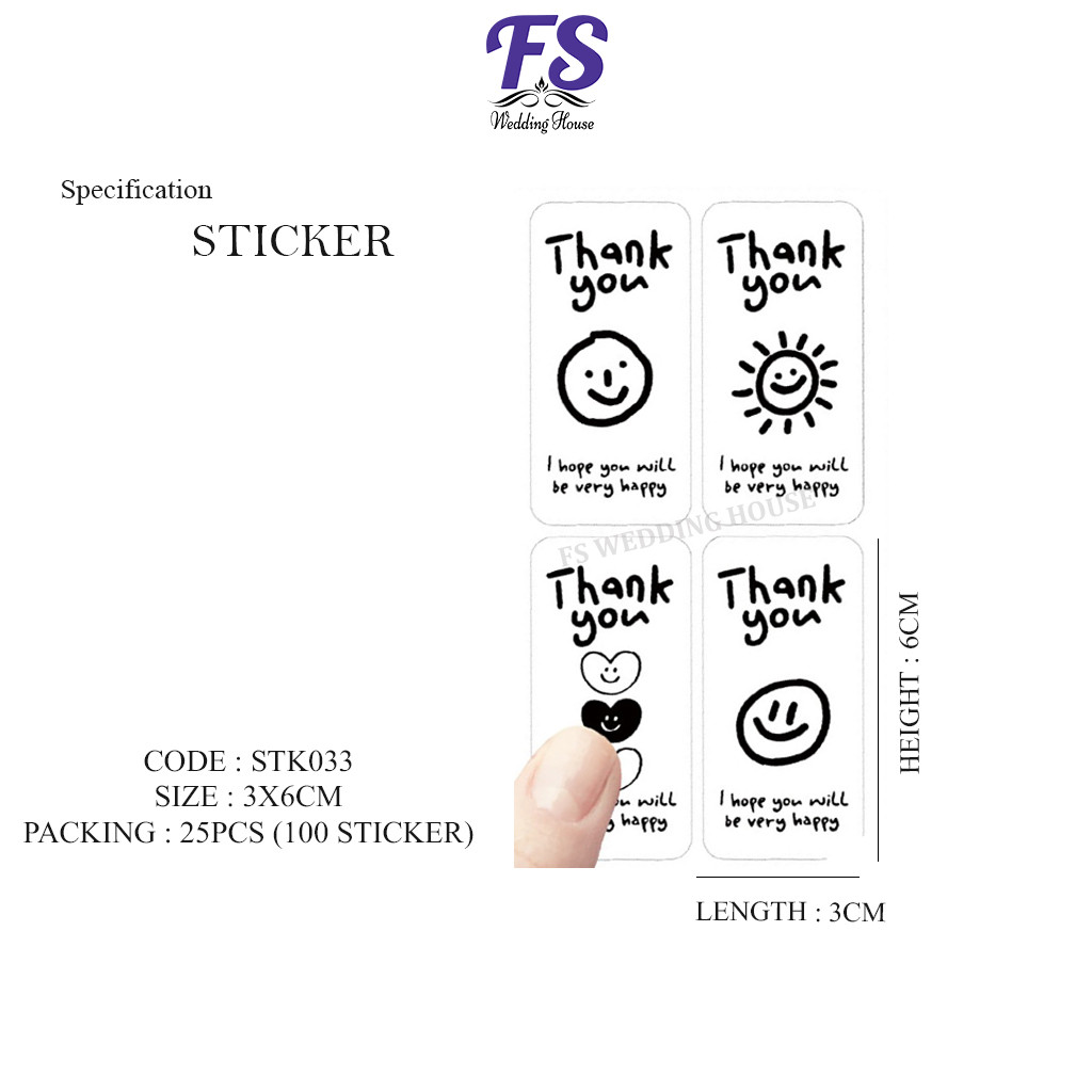 LONG THANK YOU STICKER LABEL/LONG DOORGIFT STICKER/封口贴纸/包装贴纸/ARCH ...