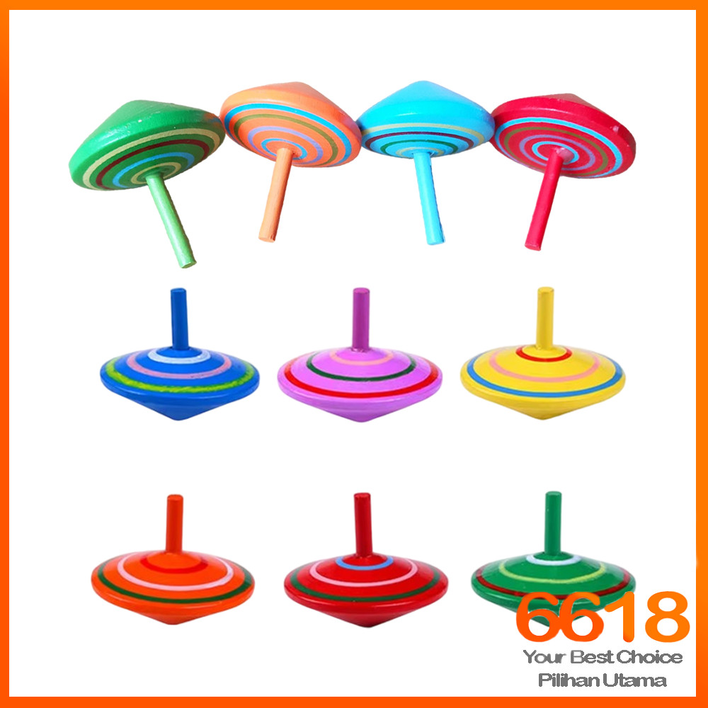 Mainan Gasing Kayu Berputar Tangan Berwarna-Warni Fidget Spinner ...