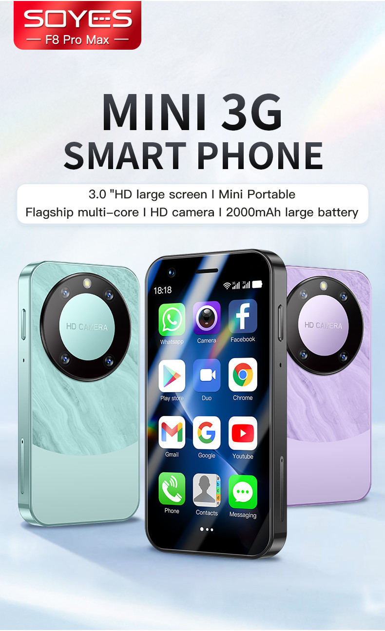 SOYES F8 Pro Max Mini Smartphone 3.0 Inch 2000mAh Big battery 3G Network Dual SIM 16G Storage ...