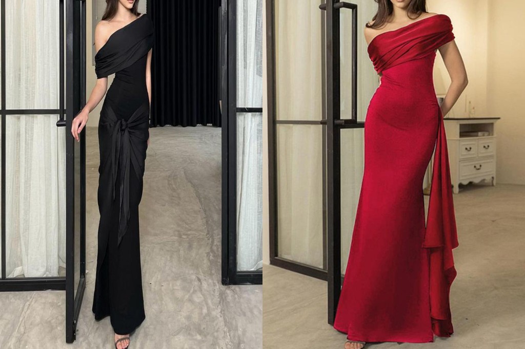 Lady Evening Dress Women Wedding Dress Elegant Off Shoulder Lace-up ...