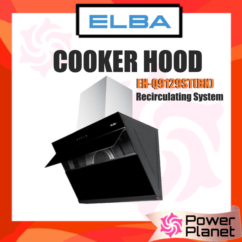Elba Designer Cooker Hood EH-Q9129ST(BK) Chimney LED Sensor EHQ9129STBK ...
