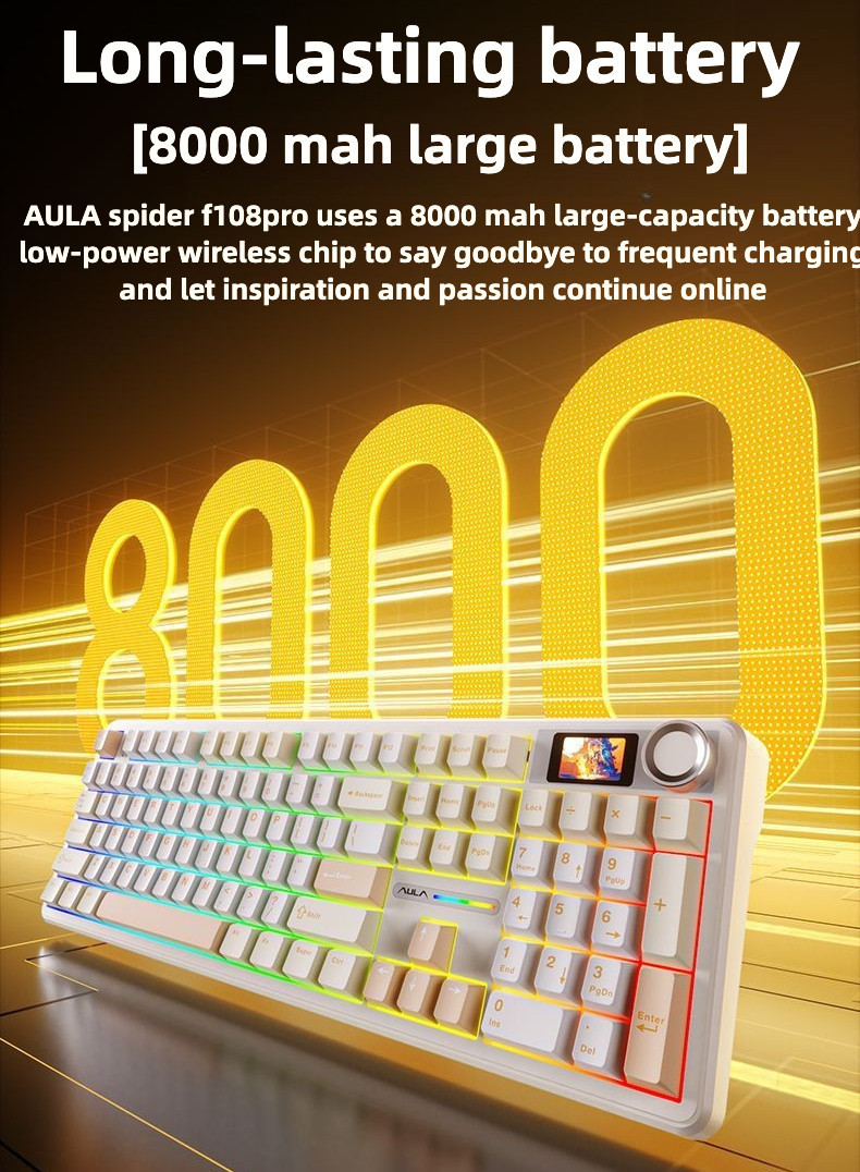 AULA F108pro Mechanical Keyboard E-sports Game Wireless 2.4g Bluetooth ...