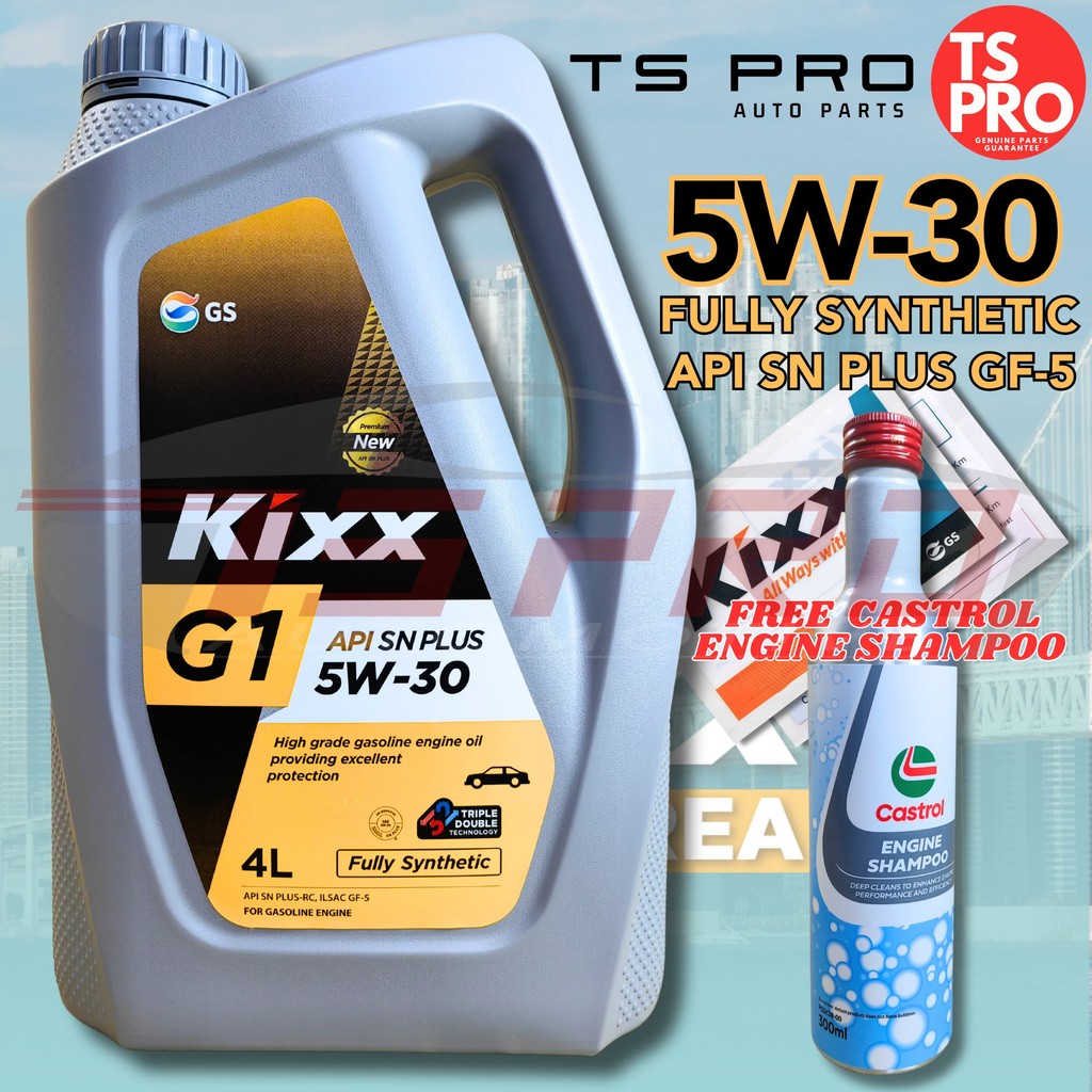 Kixx Korea G1 5W30 API SN Plus GF-5 Fully Synthetic Genuine Engine Oil Minyak Hitam 4Liters FOC ...