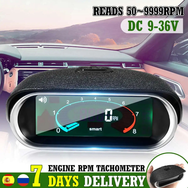 Universal Auto Car LCD Tachometer Car Gauge 50-9999 Rpm Meter Digital ...