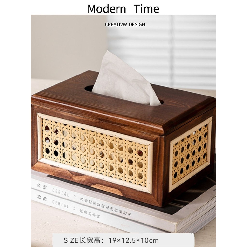 Wabi-sabi Style Retro Bamboo Tissue Box New Chinese Style Solid Wood ...