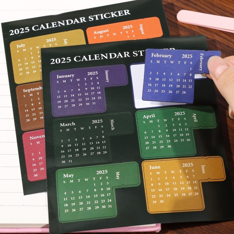 2025 Calendar Index Stickers - Mini Calendar Tabs - Calendar Bookmarks ...