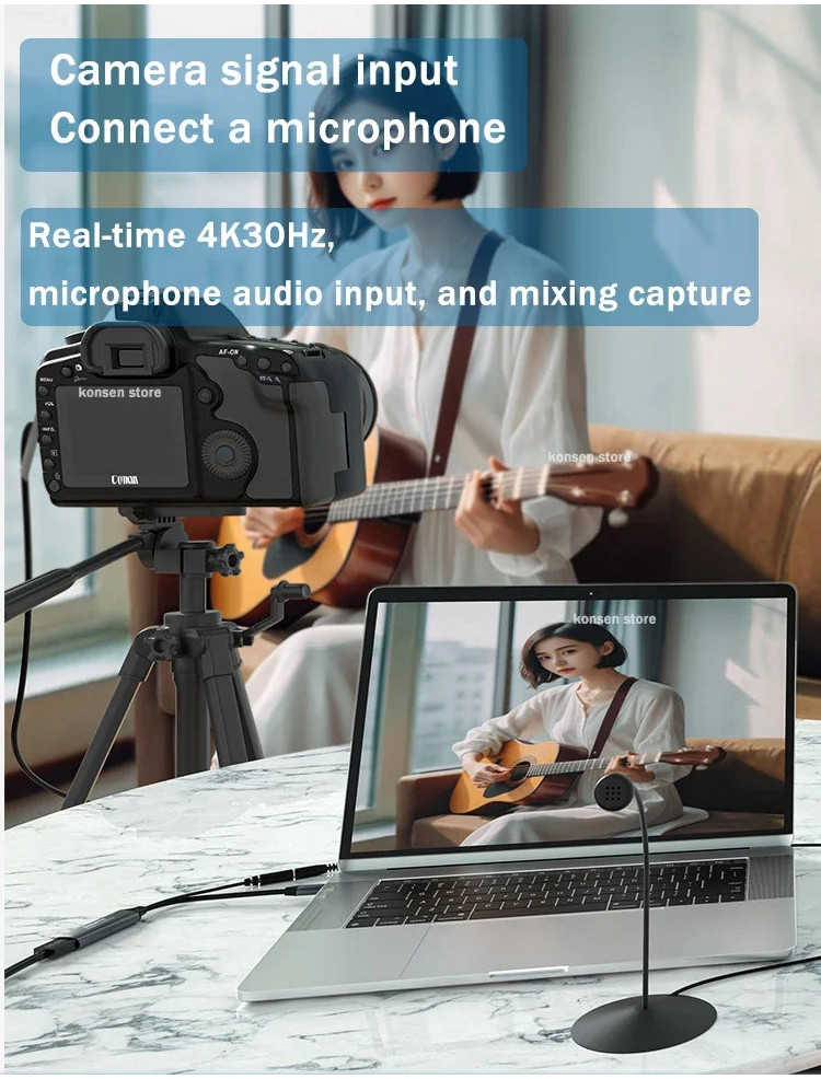 4K HDMI Video Capture Card with Mic Type-C Grabber Record HDMI to USB C ...